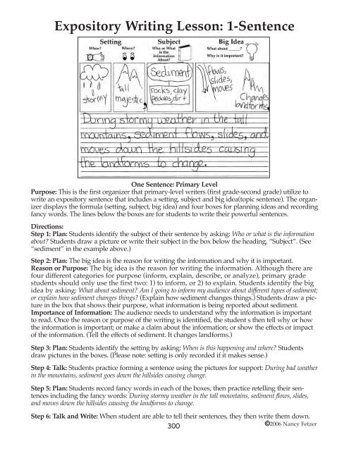 Expository Writing Lesson: 1-Sentence - Nancy Fetzer