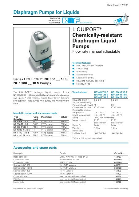 Diaphragm Pumps for Liquids - KNF