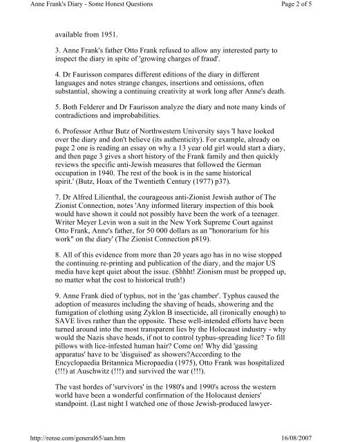 Anne Frank's Diary - Some