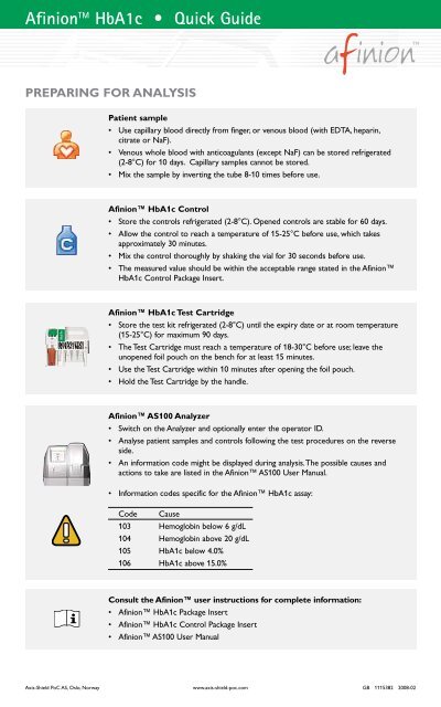 Afinion HbA1c Quick Guide