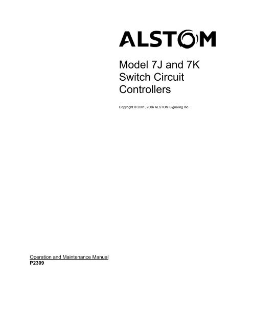 Model 7J and 7K Switch Circuit Controllers - Alstom