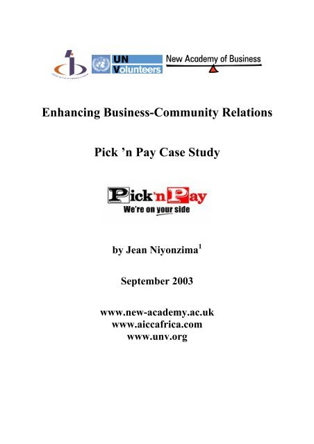 Pick 'n Pay HIV/AIDS Programme - World Volunteer Web