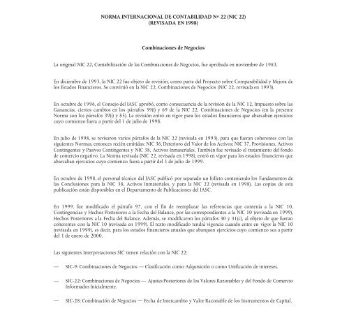 NORMA INTERNACIONAL DE CONTABILIDAD No 22 (NIC 22 ...