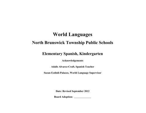 Elementary Kindergarten Spanish Curriculum (pdf) - North ...
