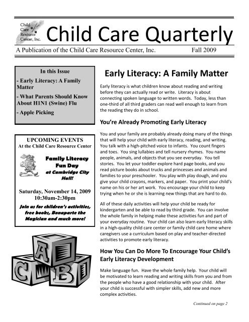 September 2009 Newsletter.pdf - Child Care Resource Center