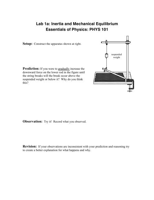 Lab 1a: Inertia and Mechanical Equilibrium Essentials of Physics ...