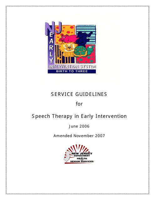 SERVICE GUIDELINES for Speech Therapy in Early Intervention