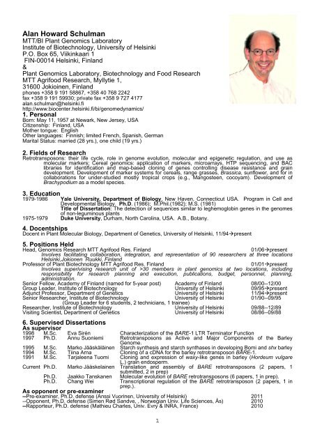 Alan Howard Schulman - Helsinki.fi