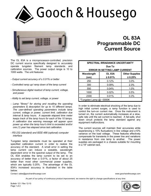 OL 83A Programmable DC Current Source - Gooch and Housego OL 83A Programmable DC Current Source - Gooch and Housego