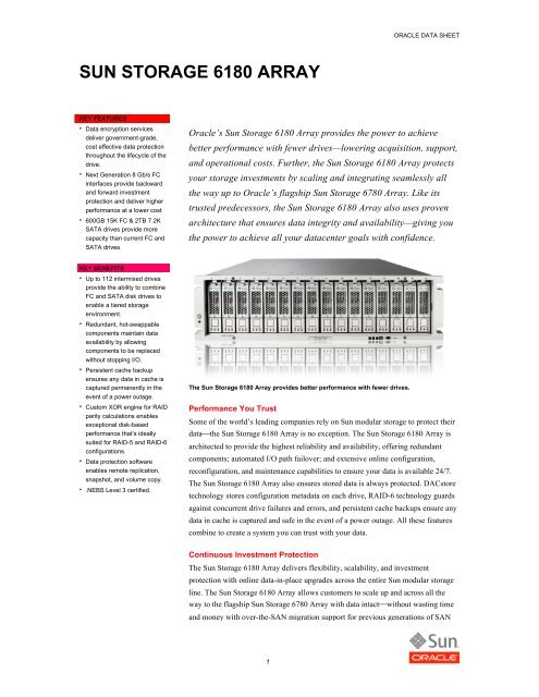 SUN STORAGE 6180 ARRAY - Oracle