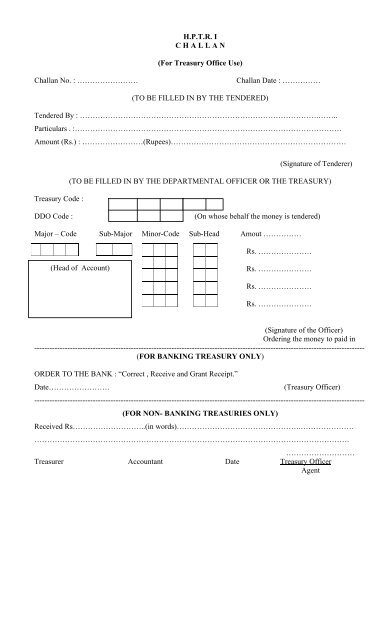 Treasury Challan HPTR-1