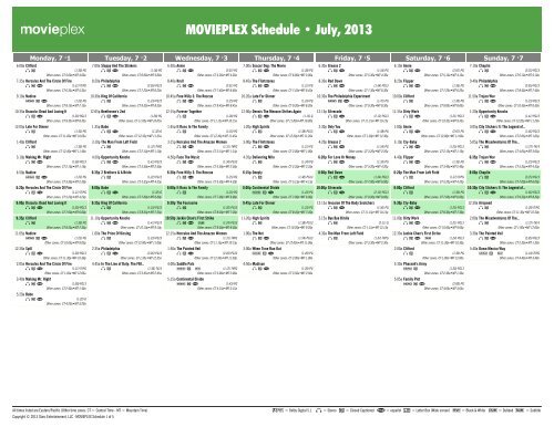 MOVIEPLEX Schedule - July, 2013 - Starz