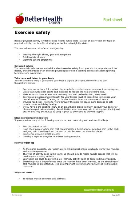 Exercise safety - Better Health Channel. - Get Moving Tasmania