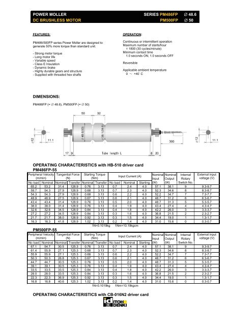 POWER MOLLER DC BRUSHLESS MOTOR SERIES PM486FP ...