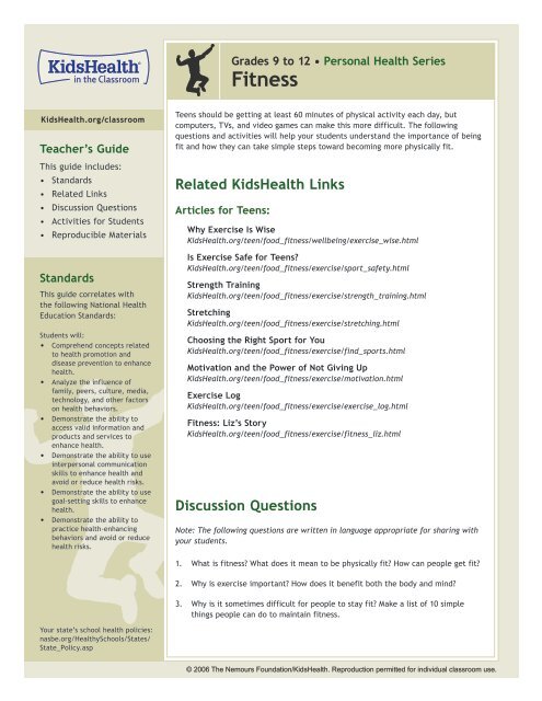 Fitness - KidsHealth in the Classroom