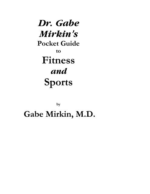 To Fitness - Dr. Gabe Mirkin