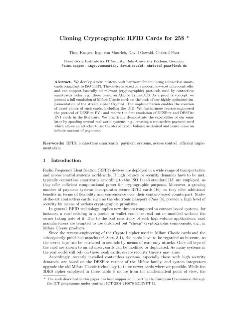 Cloning Cryptographic RFID Cards for 25$ - PROXMARK.org