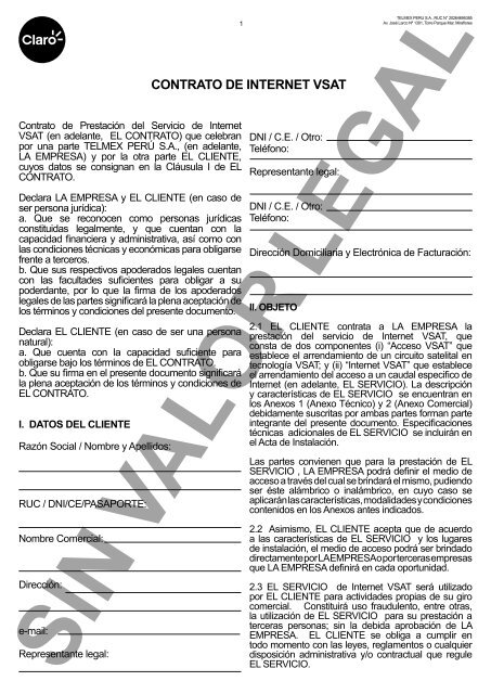 CONTRATO DE INTERNET VSAT - Claro