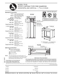 FIRE DAMPER SIZE CHART - NCA Manufacturing