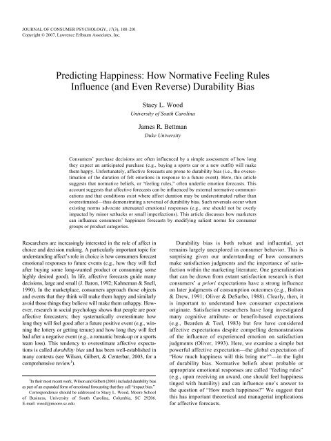 Predicting Happiness: How Normative Feeling Rules Influence (and ...