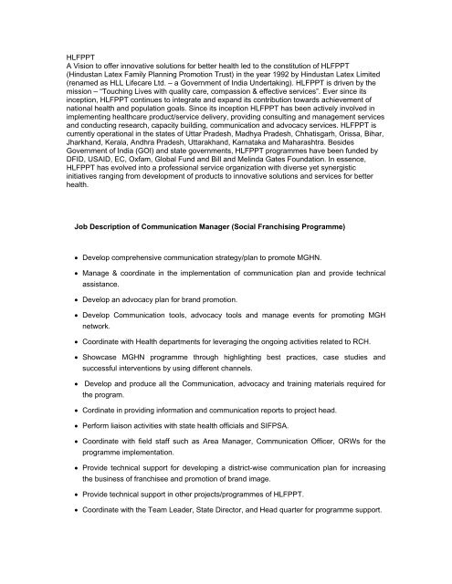 Job Description of Communication Manager (Social ... - hlfppt...