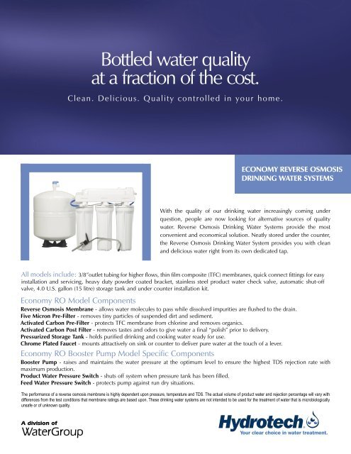 Hydrotech E50TFC-3 Economy System Product Brochure - aQuatell
