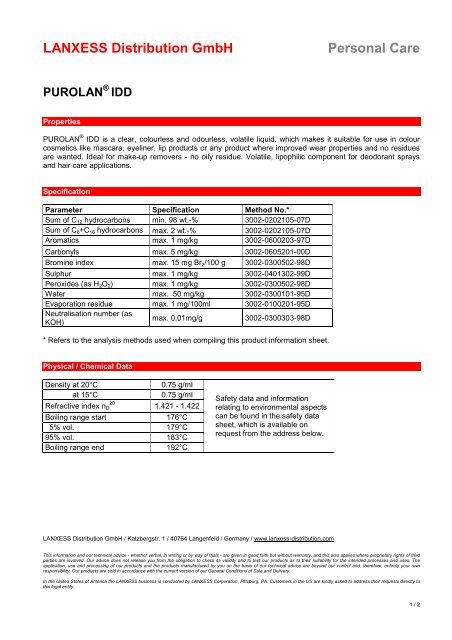 LANXESS Distribution GmbH Personal Care