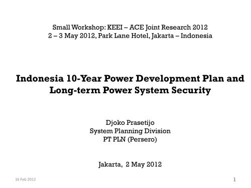 Indonesia 10-Year Power Development Plan and Long-term Power ...