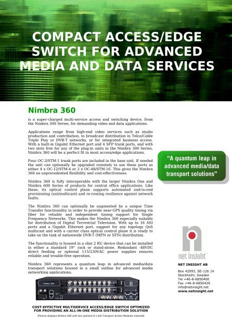Nimbra 360 - TV-CONNECT