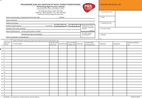 Programme Form Variety.pdf - PRS for Music