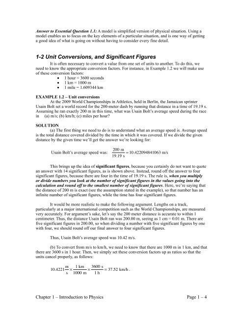 Section 1-2: Unit Conversions, and Significant Figures - WebAssign