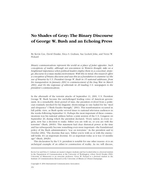 No Shades of Gray: The Binary Discourse of George ... - Victor Pickard