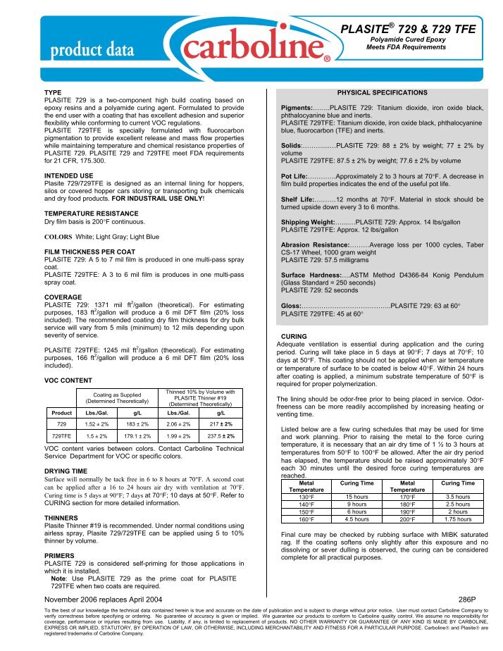 PLASITE 9145 TFE - Carboline