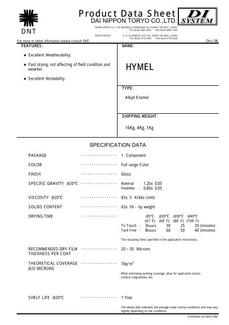HYMEL Product Data Sheet