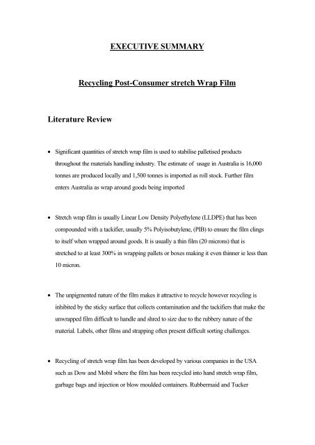 Recycling Post-Consumer Stretch Wrap Film