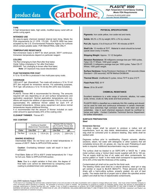 PLASITE 9500 - Carboline