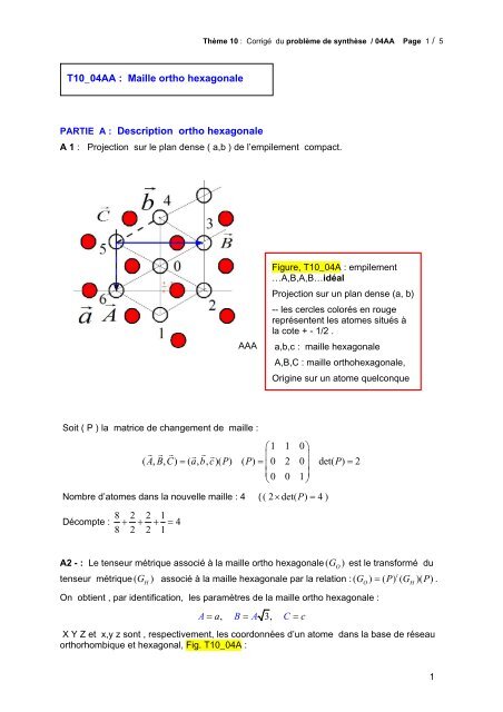 Cours et Exercices de Cristallographie - USTO