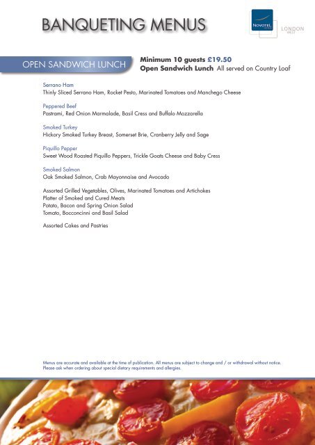 BANQUETING MENUS - Novotel London West