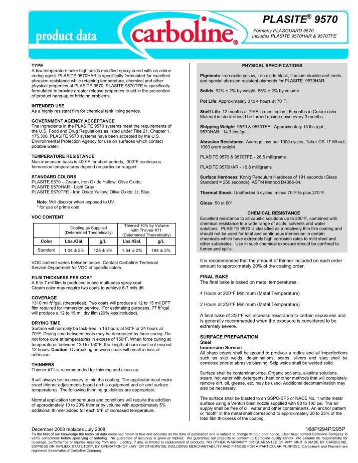 PLASITE 9145 TFE - Carboline