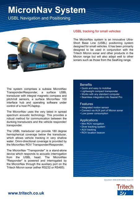 MicronNav System - USBL Navigation and Positioning - Tritech