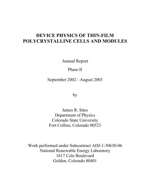 device physics of thin-film polycrystalline cells and modules