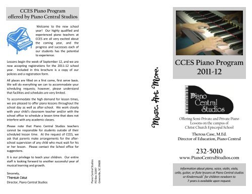 Piano Central Lessons Form - Christ Church Episcopal School