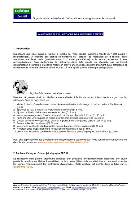 Le Diagramme Mpm - Logistique conseil