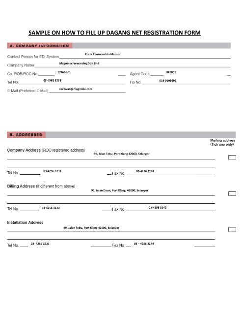 SAMPLE ON HOW TO FILL UP