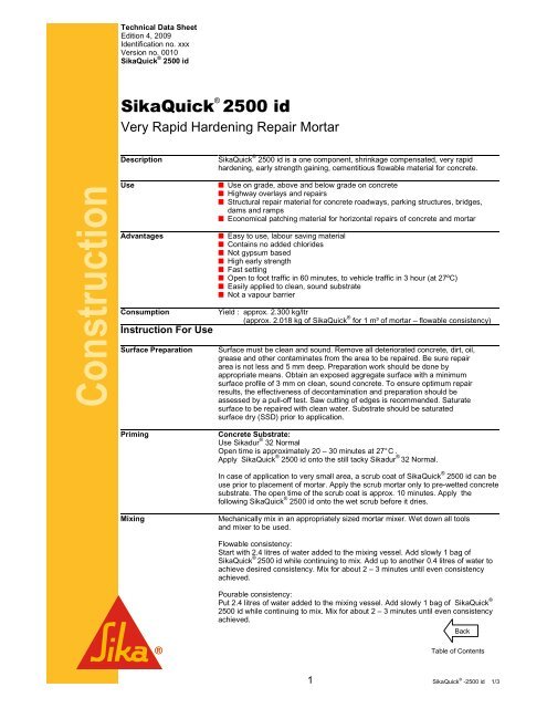 SikaQuick 2500 id - Sika Indonesia