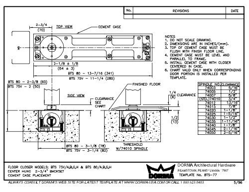 Dorma Model BTS80 H Package Template - Template No ... - Epivots
