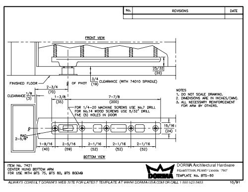 Dorma Model BTS80 H Package Template Template No Epivots
