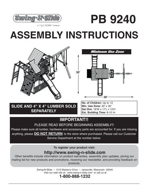 Assembly Instructions - Swing-N-Slide