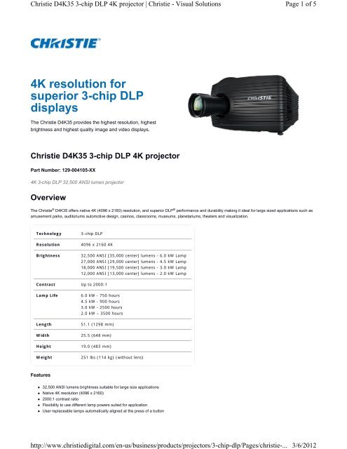 4K resolution for superior 3-chip DLP displays - The Chariot Group, Inc