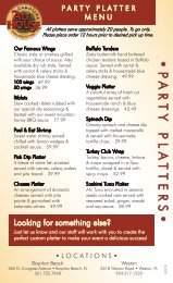 Catering Menu - Carolina Ale House